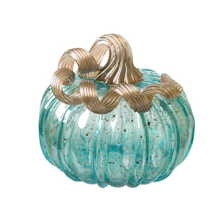 Click here for Glitzhome Blue Small Glass Pumpkin Thanksgiving Ta... prices