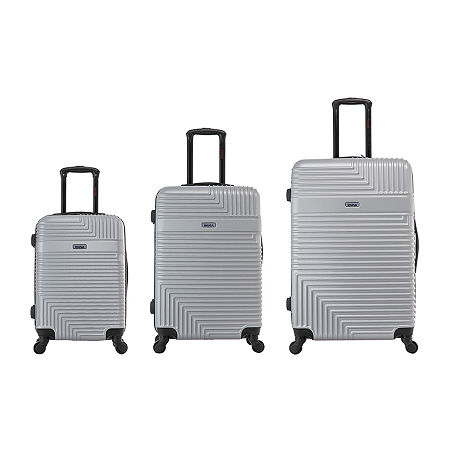 InUSA Resilience Lightweight Hardside Spinner Luggage Set  3 piece - Silver