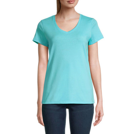 Click here for St. Johns Bay Womens V Neck Short Sleeve T-Shirt... prices