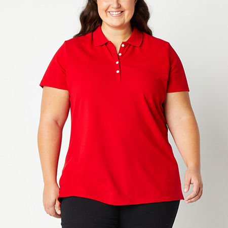 Click here for St. Johns Bay Womens Plus Short Sleeve Polo Shirt... prices