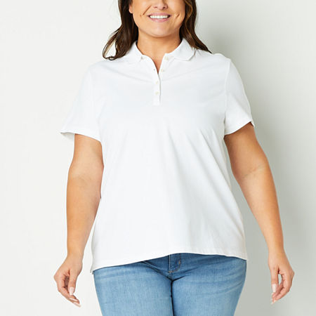 Click here for St. Johns Bay Womens Plus Short Sleeve Polo Shirt... prices