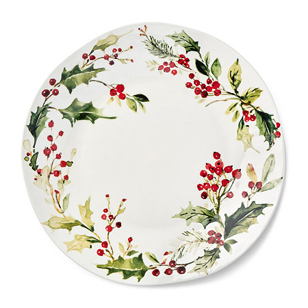 Certified International Holly And Vines Stoneware Serving Platter  One Size  White
