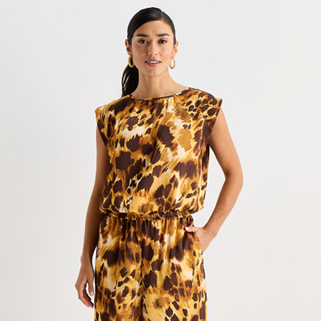 Click here for Worthington Womens Round Neck Short Sleeve Satin B... prices