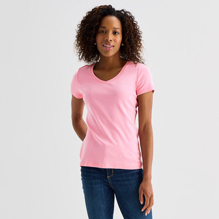 Click here for St. Johns Bay Womens V Neck Short Sleeve T-Shirt... prices