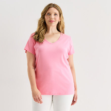Click here for St. Johns Bay Womens Plus V Neck Short Sleeve T-Sh... prices