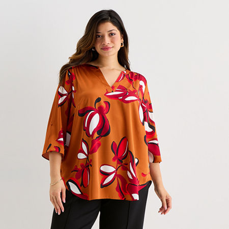 Click here for Worthington Womens Plus V Neck 3/4 Sleeve Blouse... prices