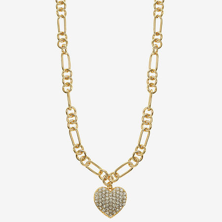 Click here for Liz Claiborne Gold Tone Pave Womens Glass Heart 28... prices
