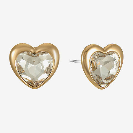 Click here for Liz Claiborne Gold Tone Glass 17mm Heart Stud Earr... prices