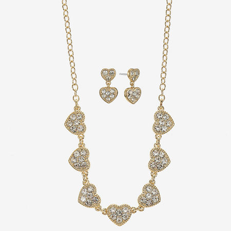 Click here for Monet Jewelry Gold Tone Womens Glass Heart 2-pc. J... prices