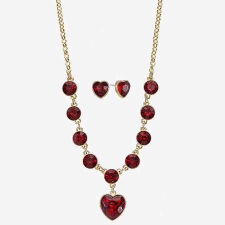 Click here for Monet Jewelry Gold Tone Womens Red Glass Heart 2-p... prices