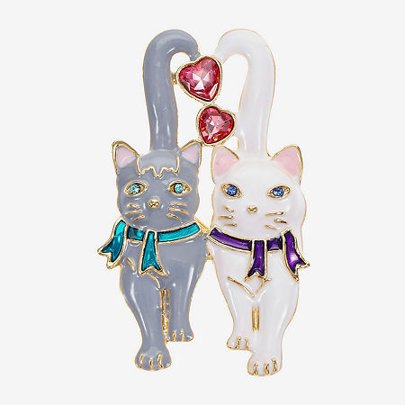 Click here for Monet Jewelry Gold Tone Cats Pink Glass Pin  One S... prices