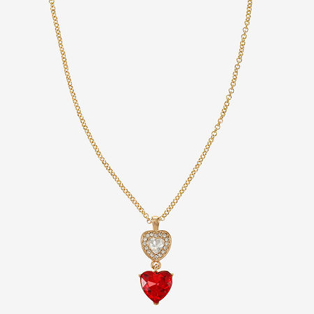 Click here for Monet Jewelry Gold Tone Womens Red Glass Heart 17... prices