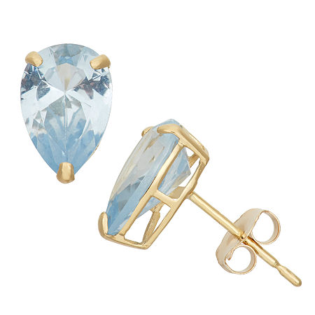 Click here for Lab Created Blue Aquamarine 10K Gold 9mm Pear Stud... prices