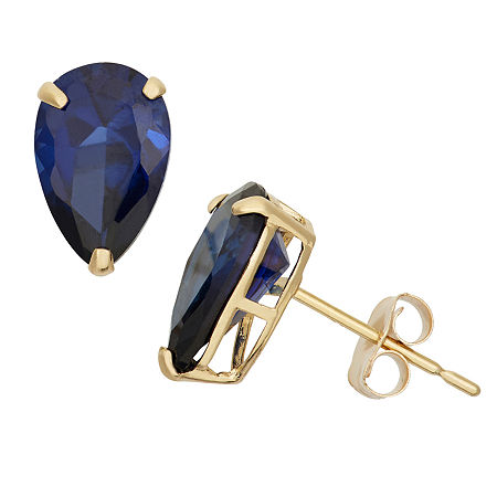 Click here for Lab Created Blue Sapphire 10K Gold 9mm Pear Stud E... prices