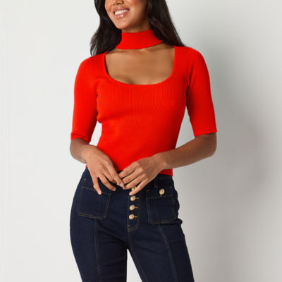 Bold Elements Womens Elbow Sleeve Pullover Sweater, Color: Fiery Red ...