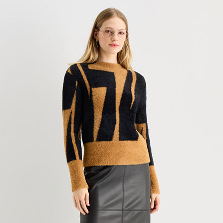 Click here for Worthington Womens Mock Neck Long Sleeve Geometric... prices