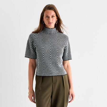 Click here for Worthington Womens Mock Neck Short Sleeve Pullover... prices