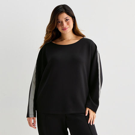 Click here for Stylus Womens Plus Round Neck Long Sleeve Sweatshi... prices