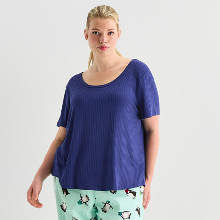 Click here for Sleep Chic Womens Rib Round Neck Short Sleeve Plus... prices