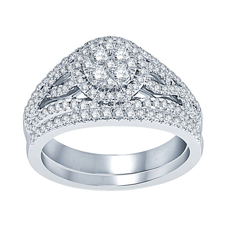 Click here for 1 CT.T.W. Natural Diamond 14K White Gold Bridal Se... prices
