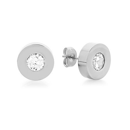 Click here for White Crystal Stainless Steel 12mm Stud Earrings... prices