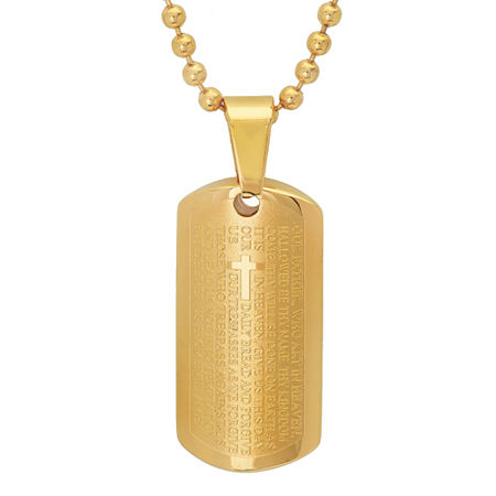 Click here for Steeltime LordS Prayer Mens 18K Gold Stainless Ste... prices