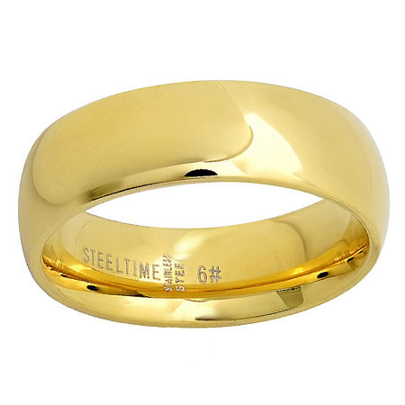 Click here for Steeltime Mens 6MM 18K Gold Over Stainless Steel S... prices