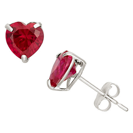 Click here for Lab Created Red Ruby 10K White Gold 6.1mm Stud Ear... prices