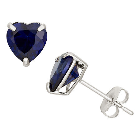 Click here for Lab Created Blue Sapphire 10K Gold 6.1mm Stud Earr... prices