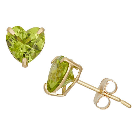 Click here for Genuine Green Peridot 10K Gold 6.1mm Heart Stud Ea... prices