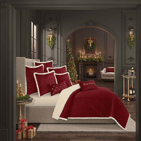 Click here for J. Queen New York Casey Sherpa Crimson Quilt Set prices