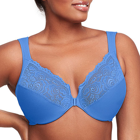 Womens Full Figure Plus Size Wonderwire Front Close Bra 1245 - Blue