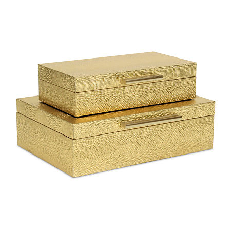 Click here for Cheungs Gold Faux Snakeskin Rectangular 2-pc. Deco... prices