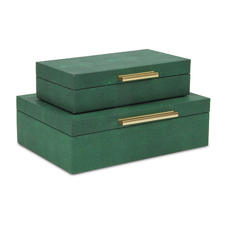 Click here for Cheungs Green Faux Shagreen Rectangular 2-pc. Deco... prices