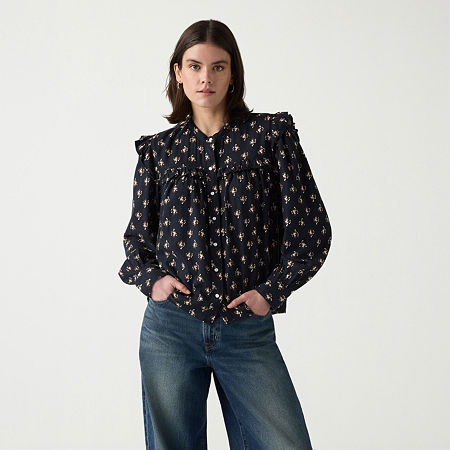 Click here for Levis Womens Gianna Long Sleeve Ruffle Trim Blouse... prices