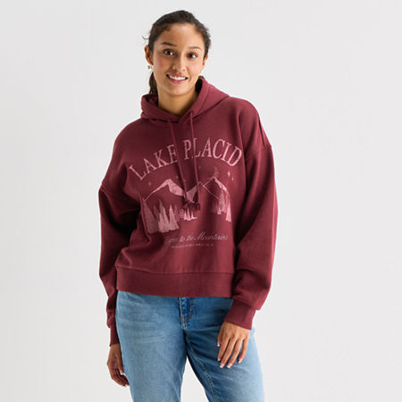 Arizona Womens Long Sleeve Fleece Active Hoodie  X-large  Red