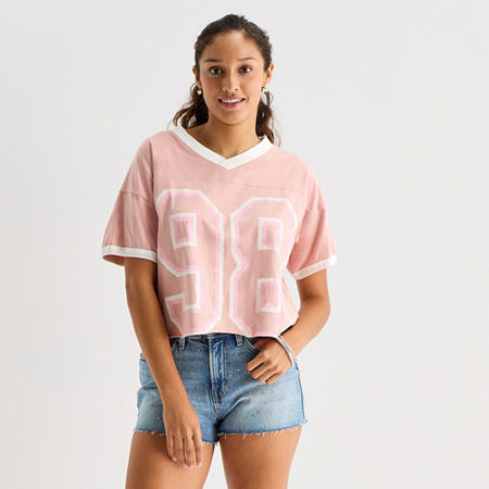 Click here for Arizona Womens Juniors V Neck Short Sleeve Oversiz... prices