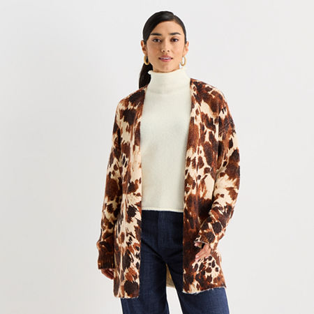 Click here for Worthington Womens Long Sleeve Open Front Cheetah... prices