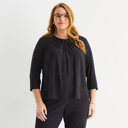 Click here for Liz Claiborne Womens Plus Crew Neck 3/4 Sleeve Blo... prices