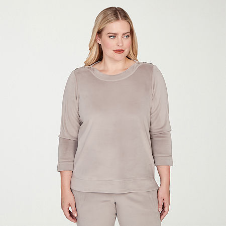 Click here for Alfred Dunner Calm Luxe Womens Boat Neck Long Slee... prices