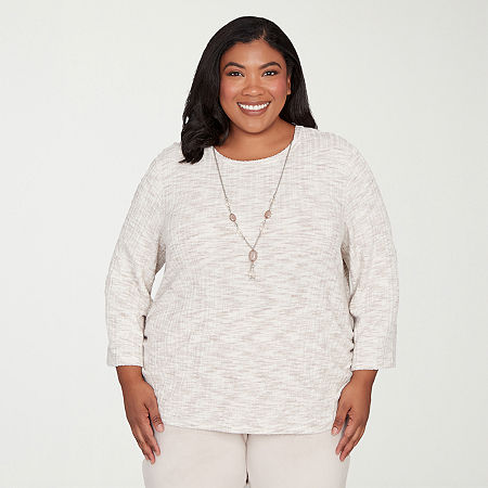 Click here for Alfred Dunner Calm Luxe Womens Plus Crew Neck 3/4... prices