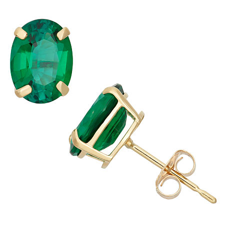 Click here for Lab Created Green Emerald 10K Gold 8mm Stud Earrin... prices