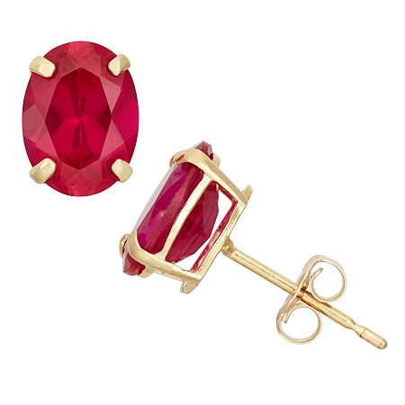 Click here for Lab Created Red Ruby 10K Gold 8mm Stud Earrings  O... prices