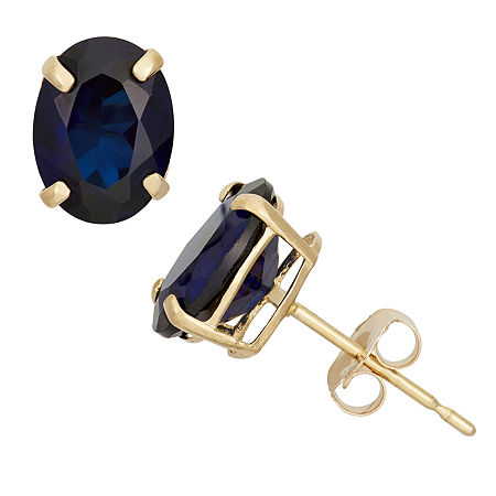 Click here for Lab Created Blue Sapphire 10K Gold 8mm Oval Stud E... prices