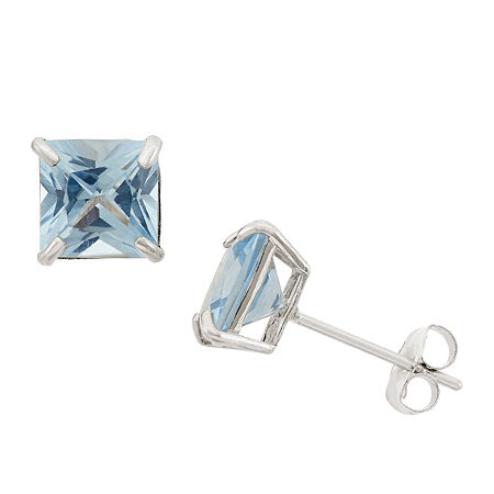 Click here for Lab Created Blue Aquamarine 10K Gold 6mm Stud Earr... prices