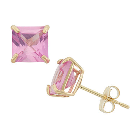 Click here for Lab Created Pink Sapphire 10K Gold 6mm Stud Earrin... prices