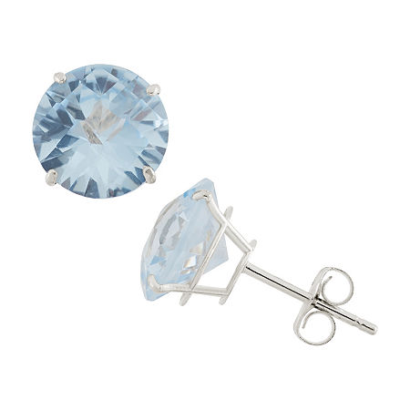 Click here for Lab Created Blue Aquamarine 10K Gold 8mm Stud Earr... prices