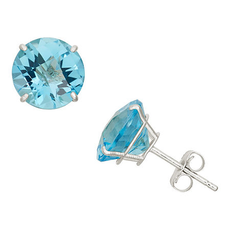 Click here for Genuine Blue Topaz 10K Gold 8mm Stud Earrings  One... prices