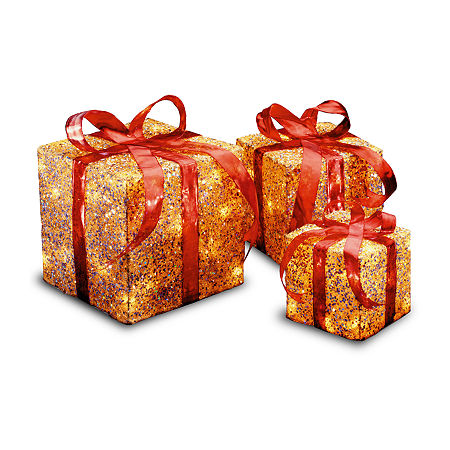 Click here for National Tree 3pc. Pre-Lit Glittered Gold Gift Box... prices