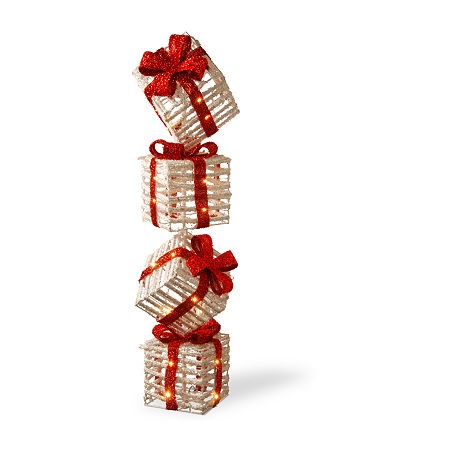 Click here for PRE-LIT 33I SISAL GIFT BOX TOWER  One Size  White prices